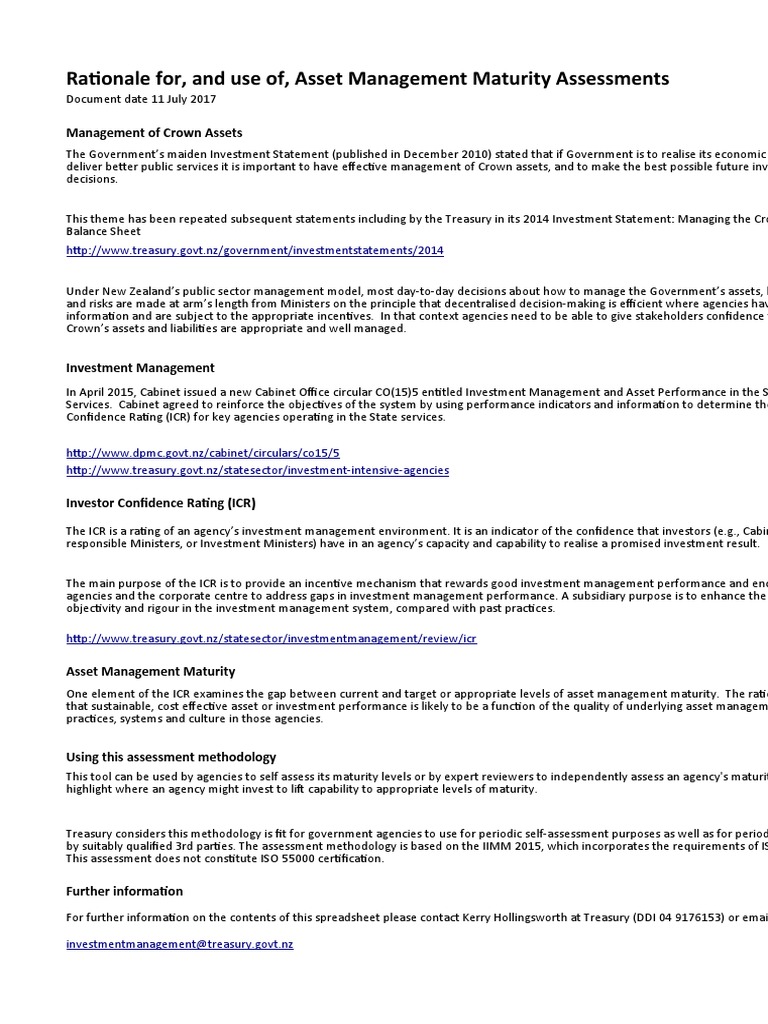 Rationale For, and Use Of, Asset Management Maturity Assessments | PDF ...