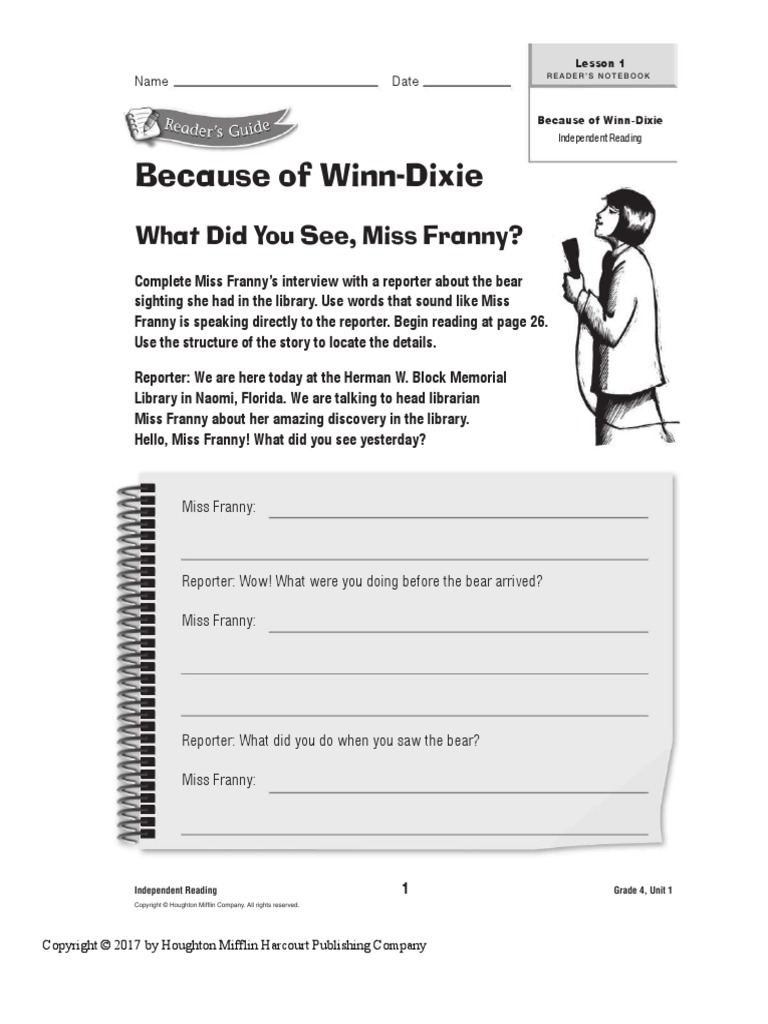 Because of Winn-Dixie: What Did You See, Miss Franny? | PDF | Predicate ...