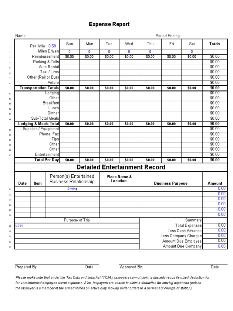 A Blank Expense Report | PDF | Taxpayer | Services (Economics)