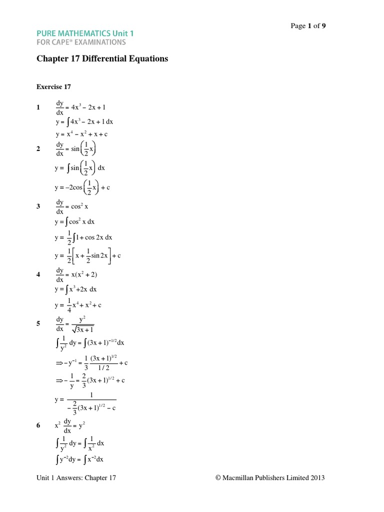 Unit 1 Chapter 17 Answers PDF | PDF | Teaching Mathematics