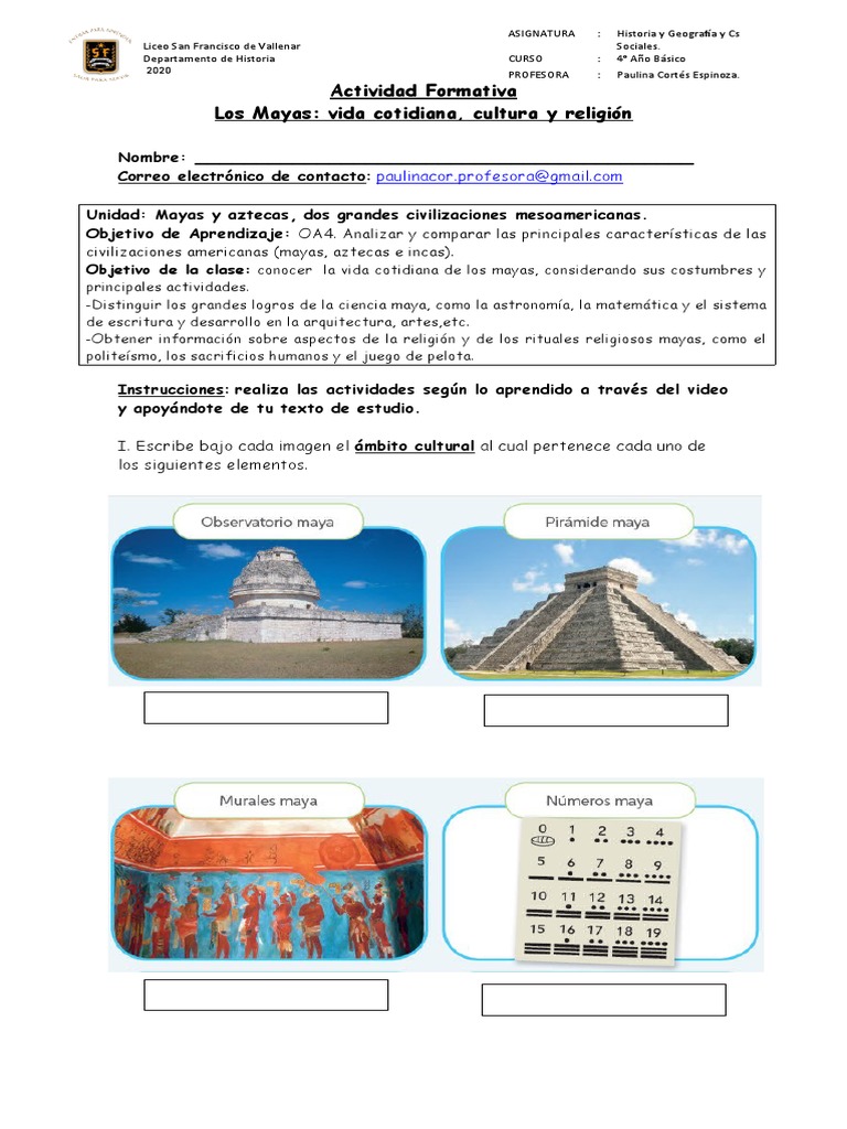 Actividades sobre la Cultura Maya para Niños | PDF | Civilización maya ...