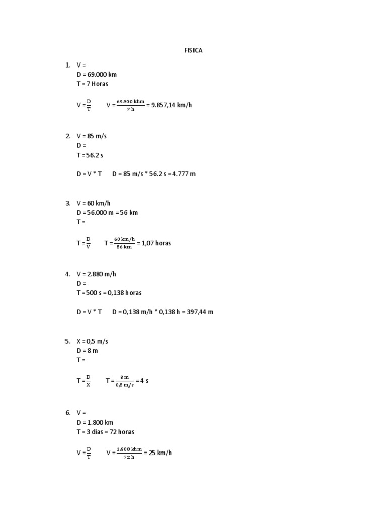 Physics Speed Calculations | PDF