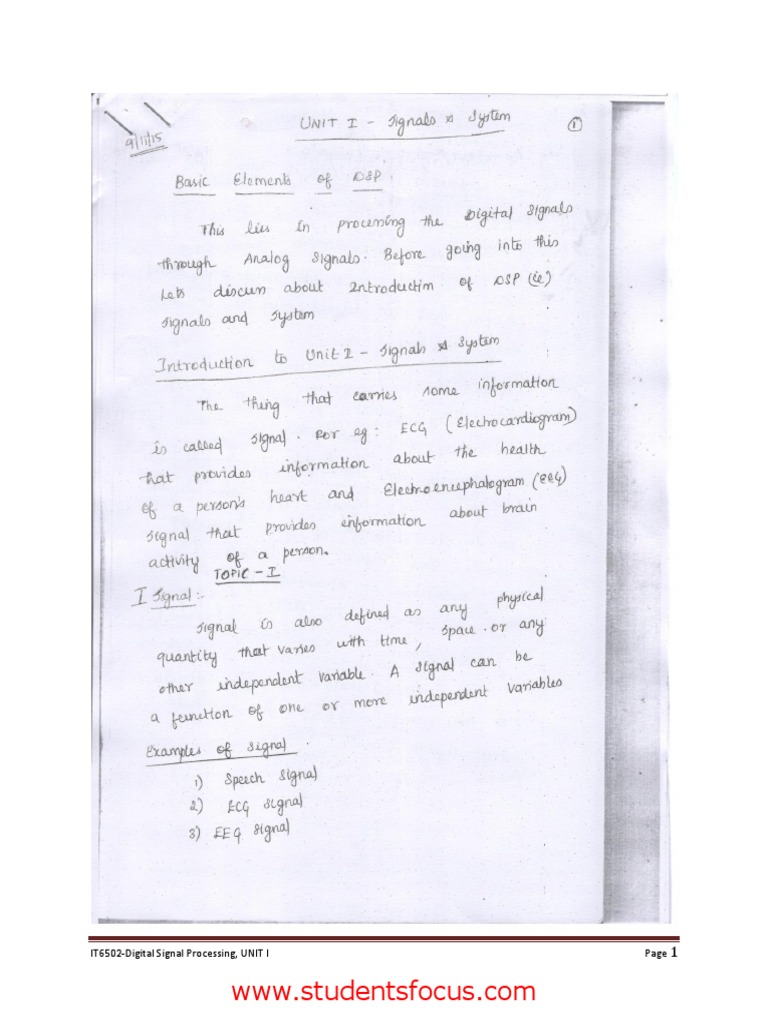 IT6502-Digital Signal Processing, UNIT I | PDF | Communication ...