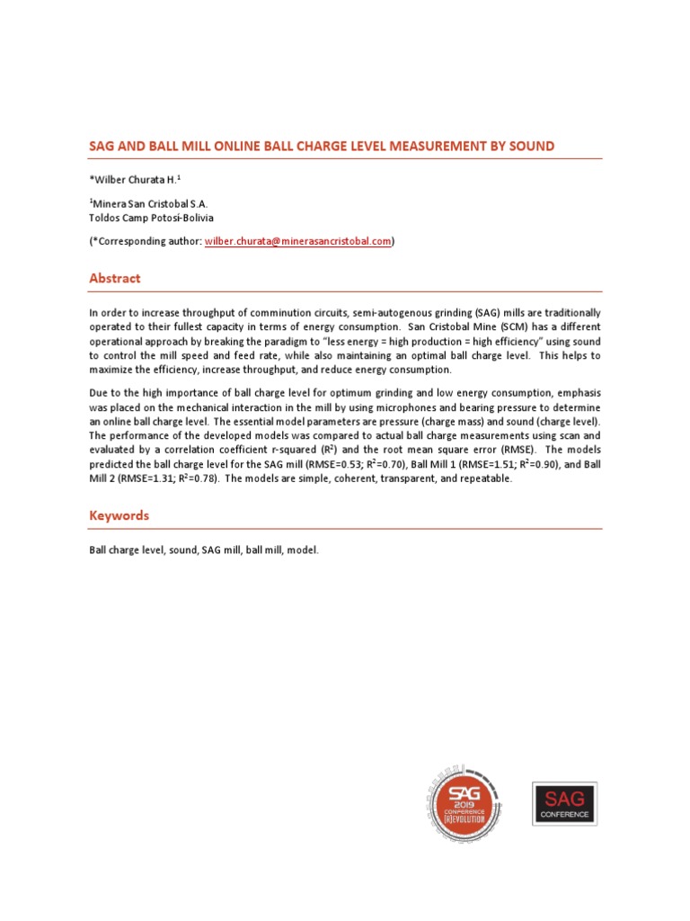 #80. Churata - SAG Mill Online Ball Charge Level Measurement by Sound ...