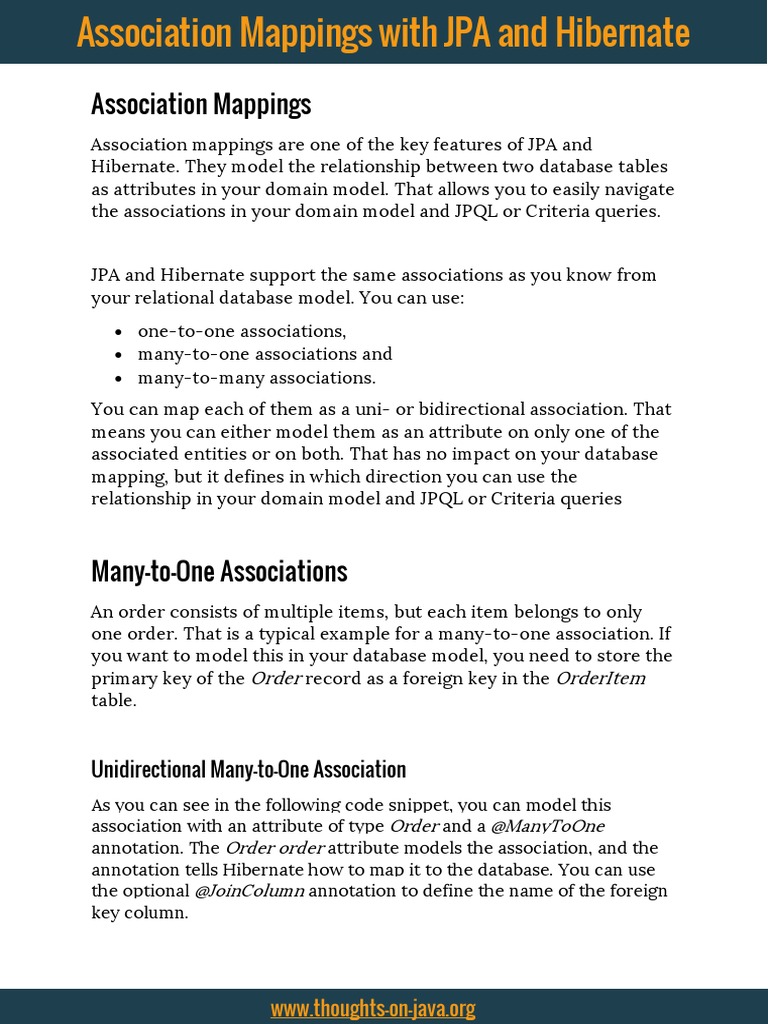 Association Mappings Unidirectional Many To One Association Pdf Data Management Software 6449