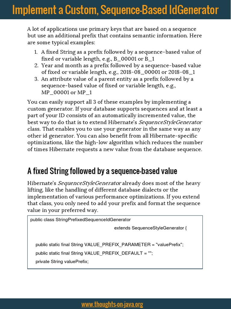 Custom Sequence Based Id Generators Pdf Method Computer Programming String Computer