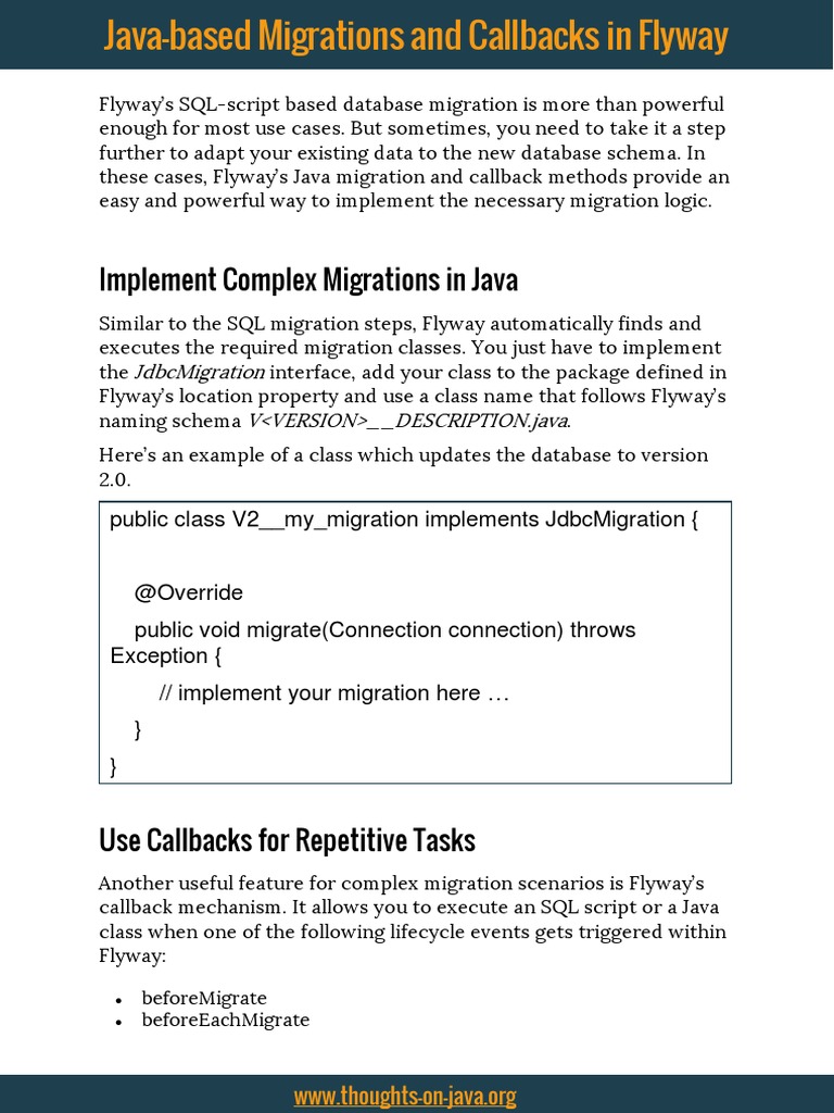 Implement Complex Migrations In Java Jdbcmigration V Description Java Pdf Postgre Sql 