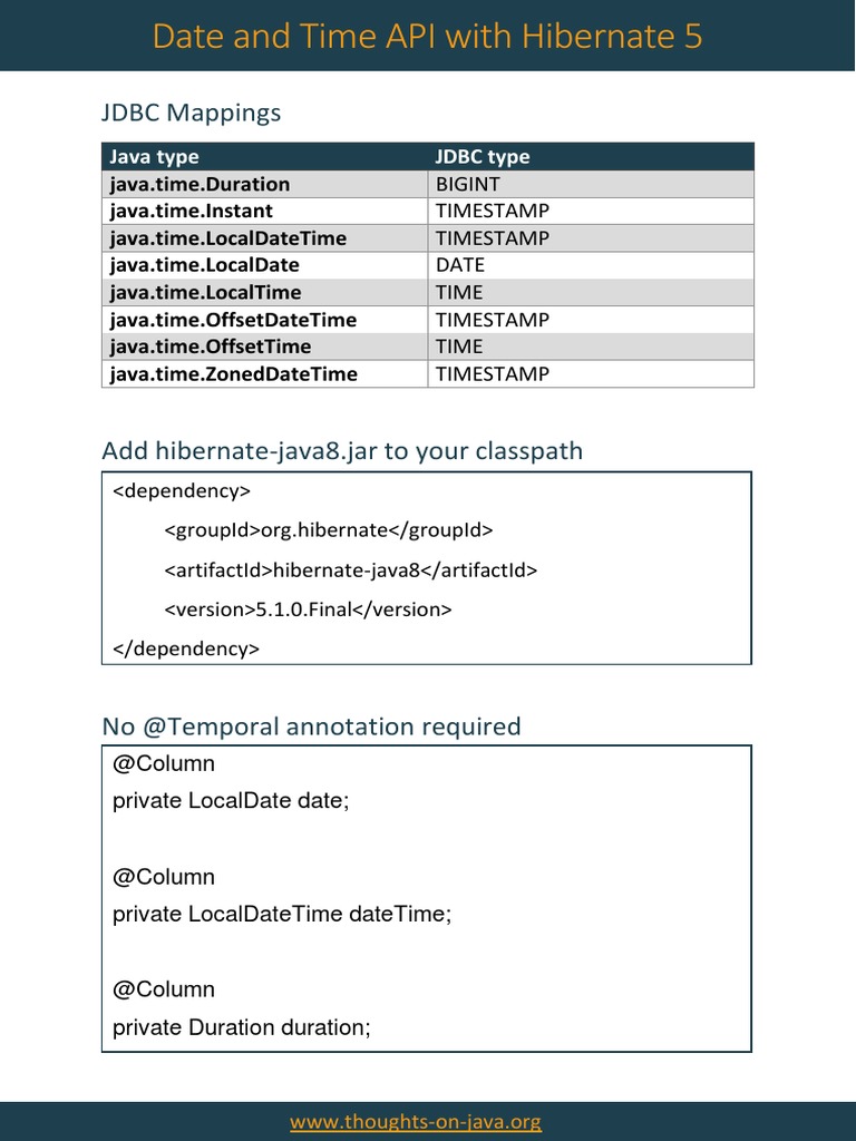 Hibernate 5 Date/Time API Guide | PDF | Computers | Technology ...
