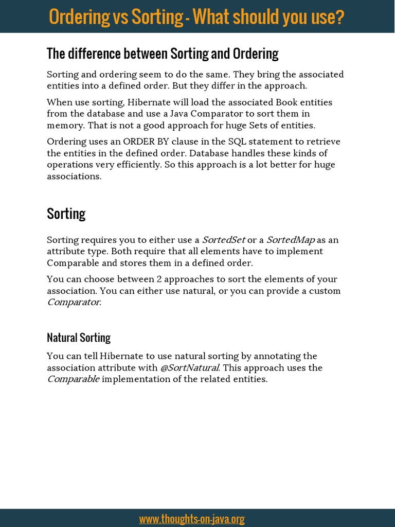 The Difference Between Sorting and Ordering: Sortedset Sortedmap | PDF | Science And Technology ...