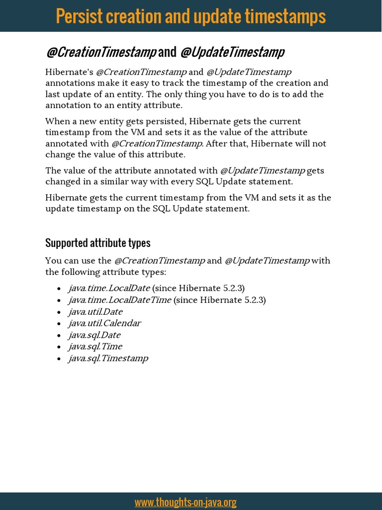 Hibernate Timestamp Annotations Guide | PDF
