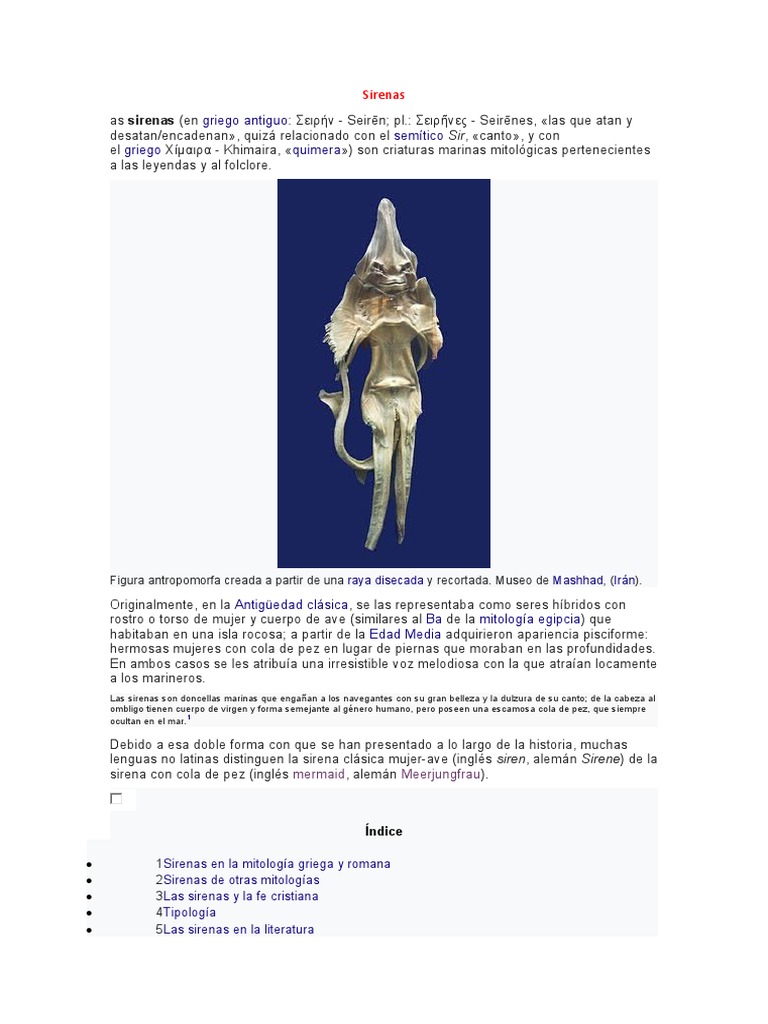 Sirenas: Mitos y Leyendas | PDF | Sirena | Mitología