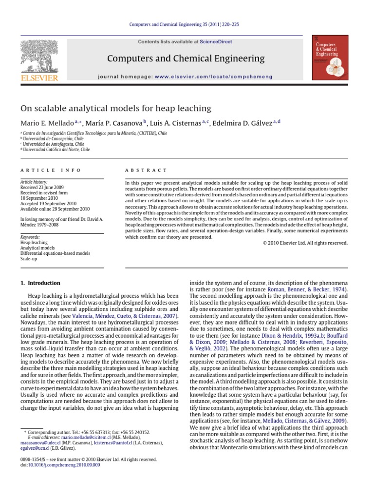 On Scalable Analytical Models For Heap Leaching PDF | PDF | Errors And ...