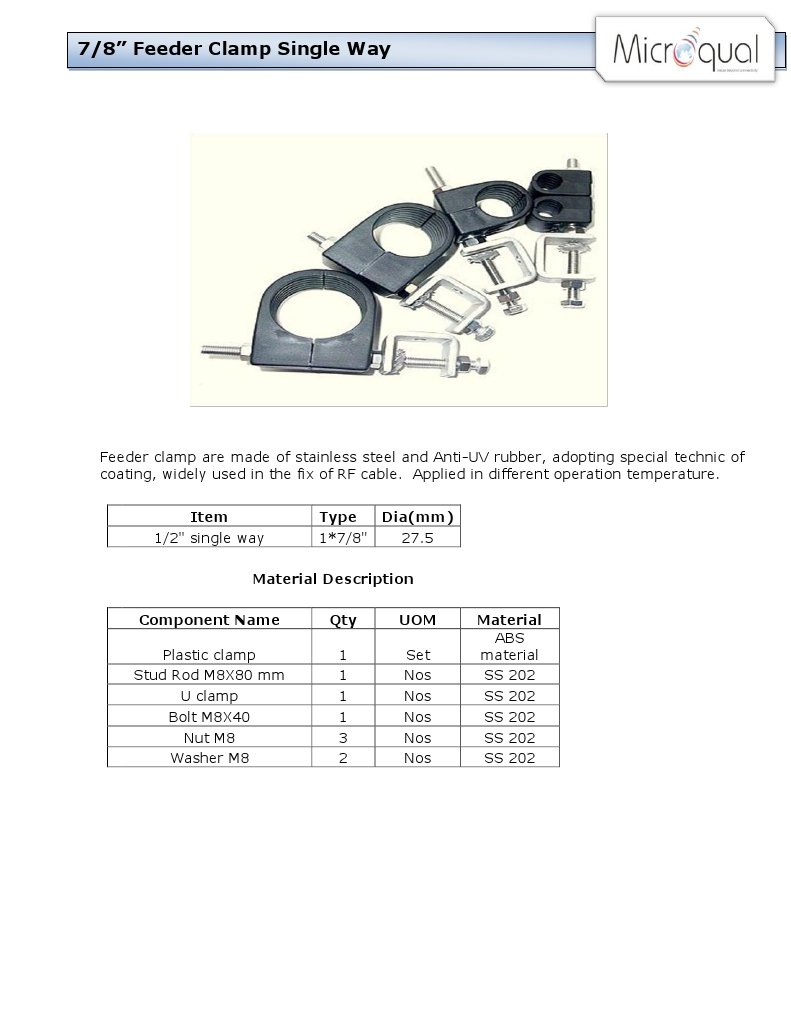 7/8” Feeder Clamp Details & Specs | PDF | Technology & Engineering