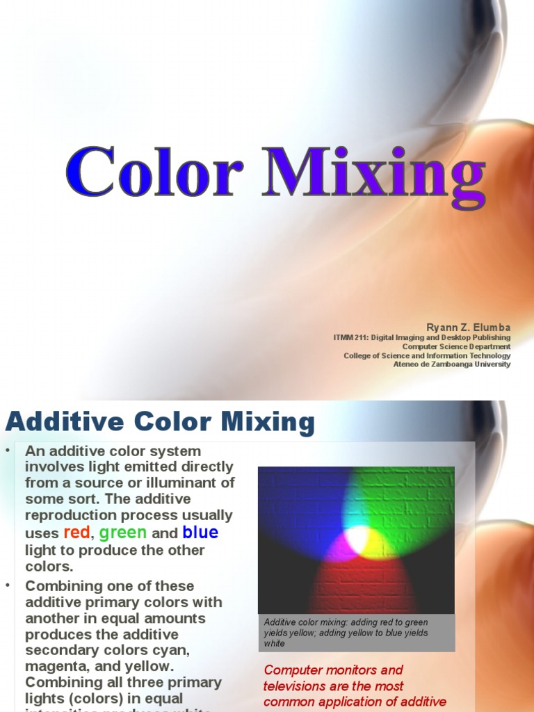 Color Mixing | PDF | Color | Optics