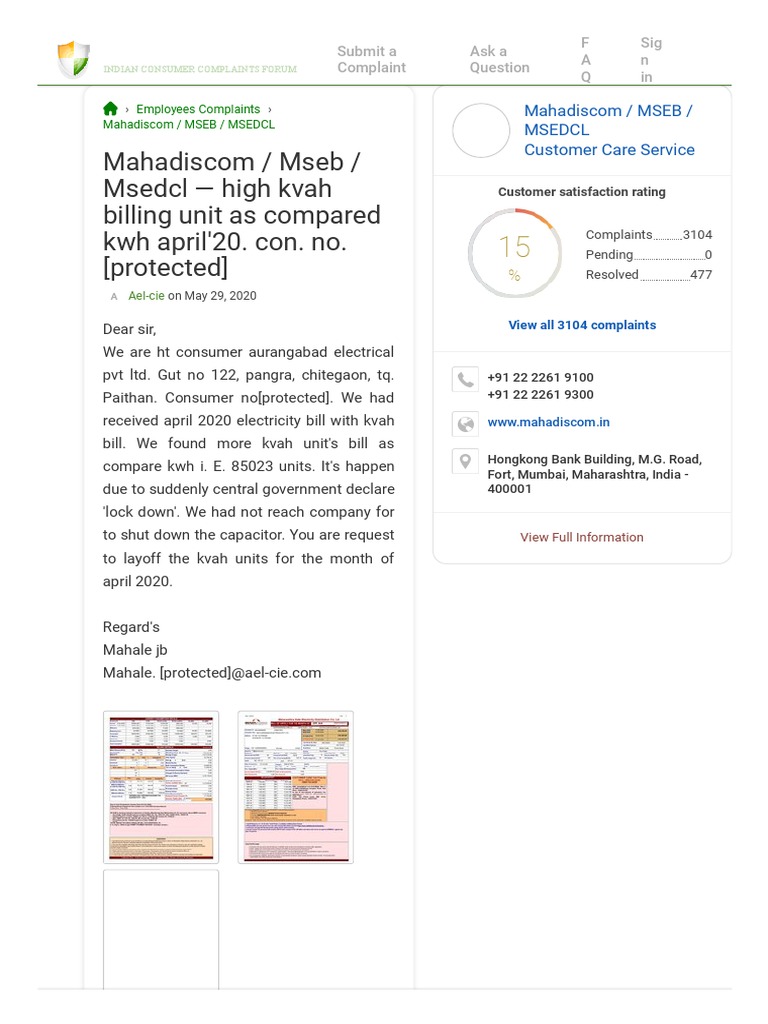 Mahadiscom - Mseb - Msedcl - High Kvah Billing Unit As Compared KWH ...
