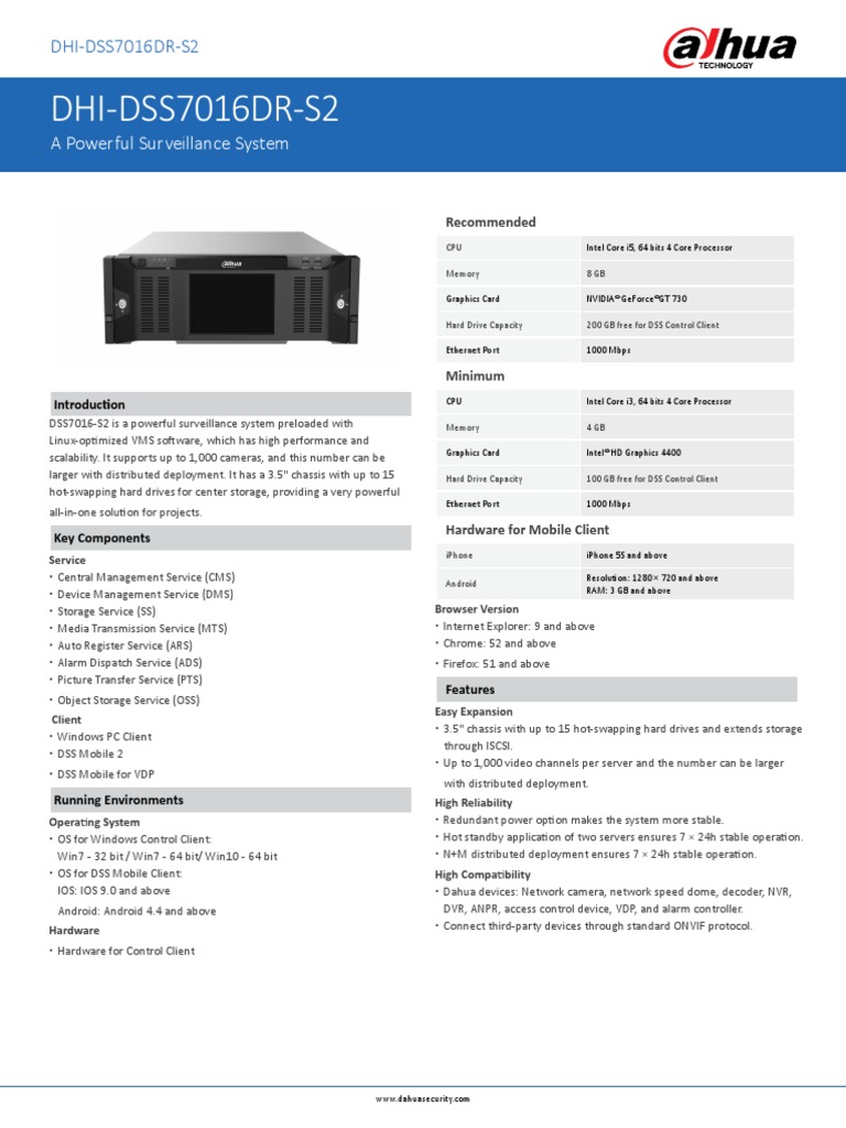 DHI-DSS7016DR-S2: A Powerful Surveillance System | PDF | Access Control ...