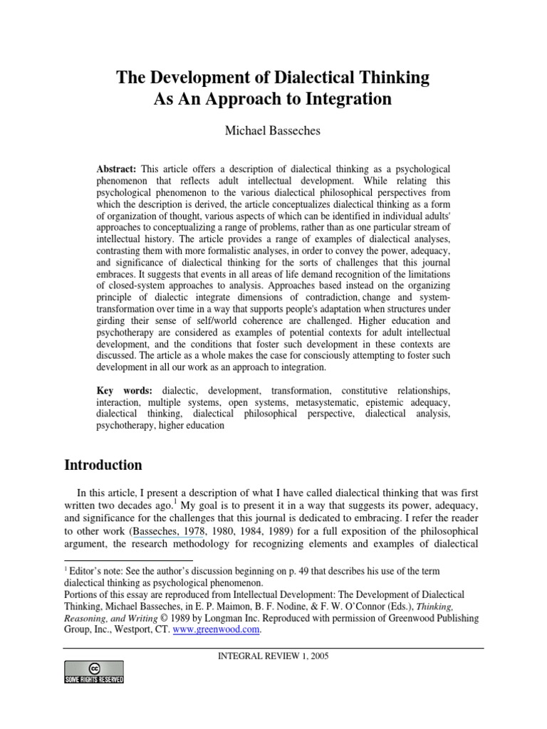 The Development of Dialectical Thinking PDF | PDF | Thought | Paradigm