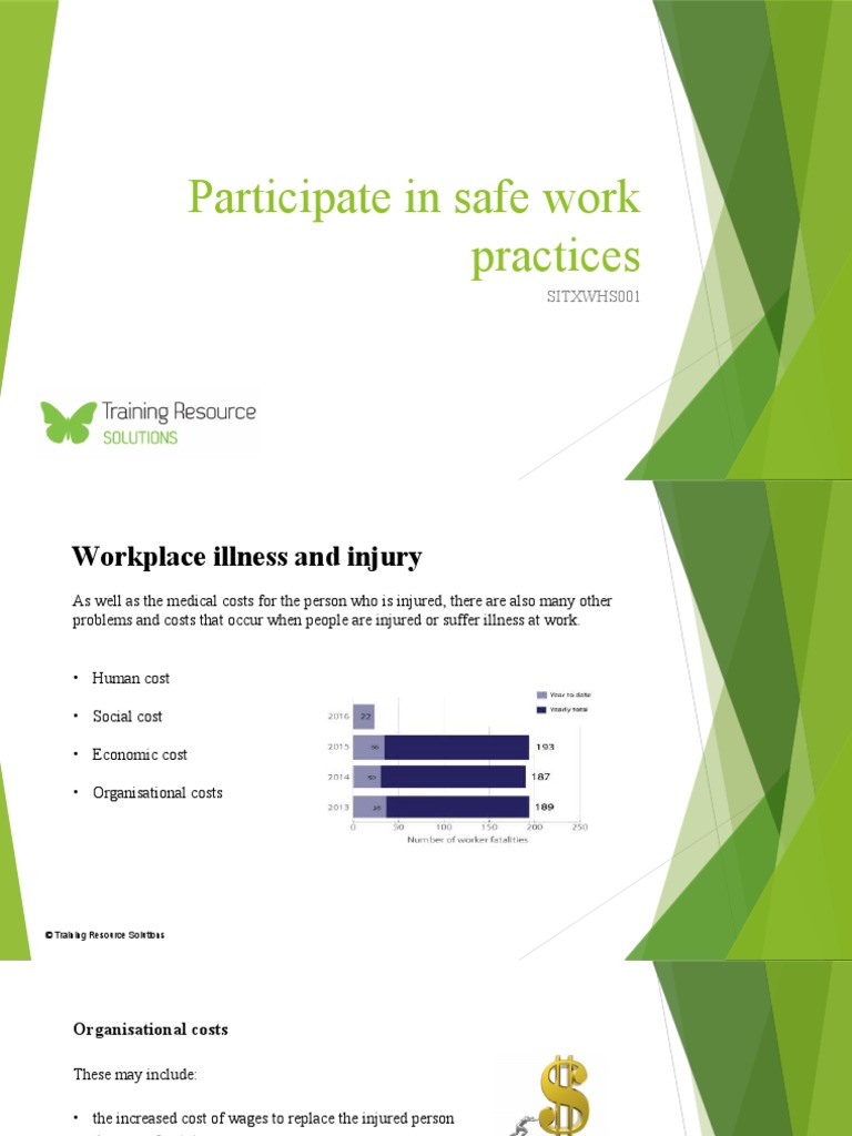 Participate in Safe Work Practices SITXWHS001 - Powerpoint | PDF ...