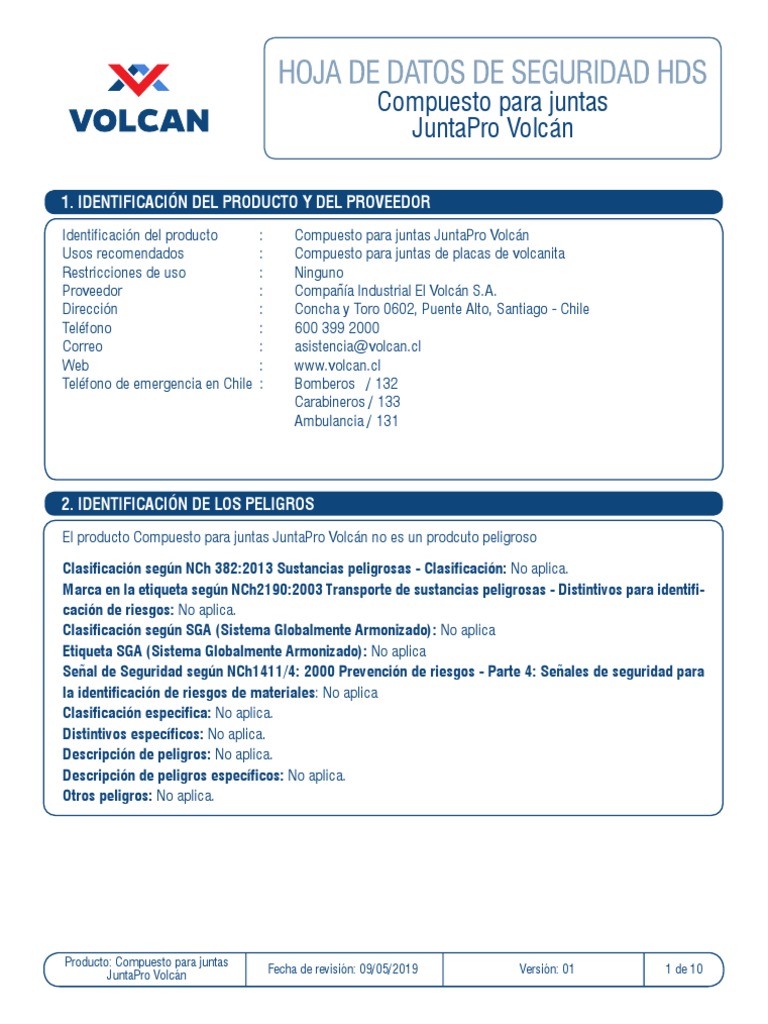 Ficha Seguridad Juntapro 0 | PDF | Toxicidad | Residuos