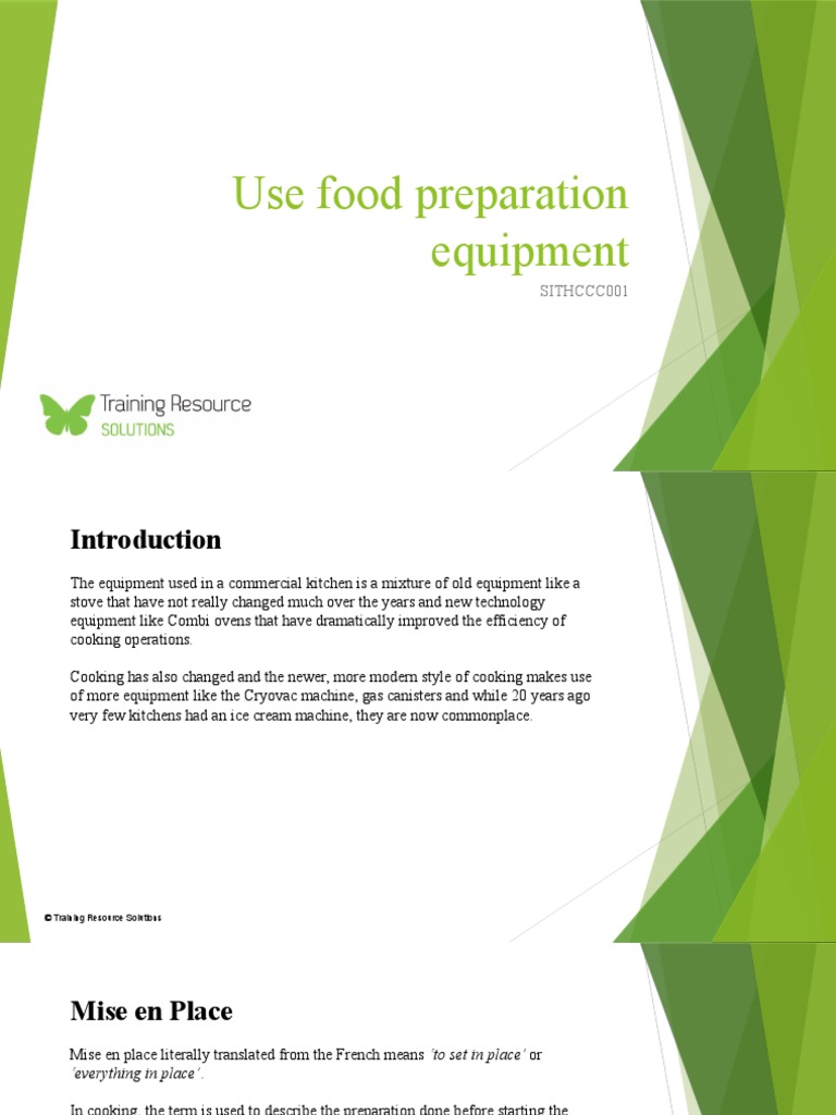 Use Food Preparation Equipment SITHCCC001 - Powerpoint | PDF | Blade ...