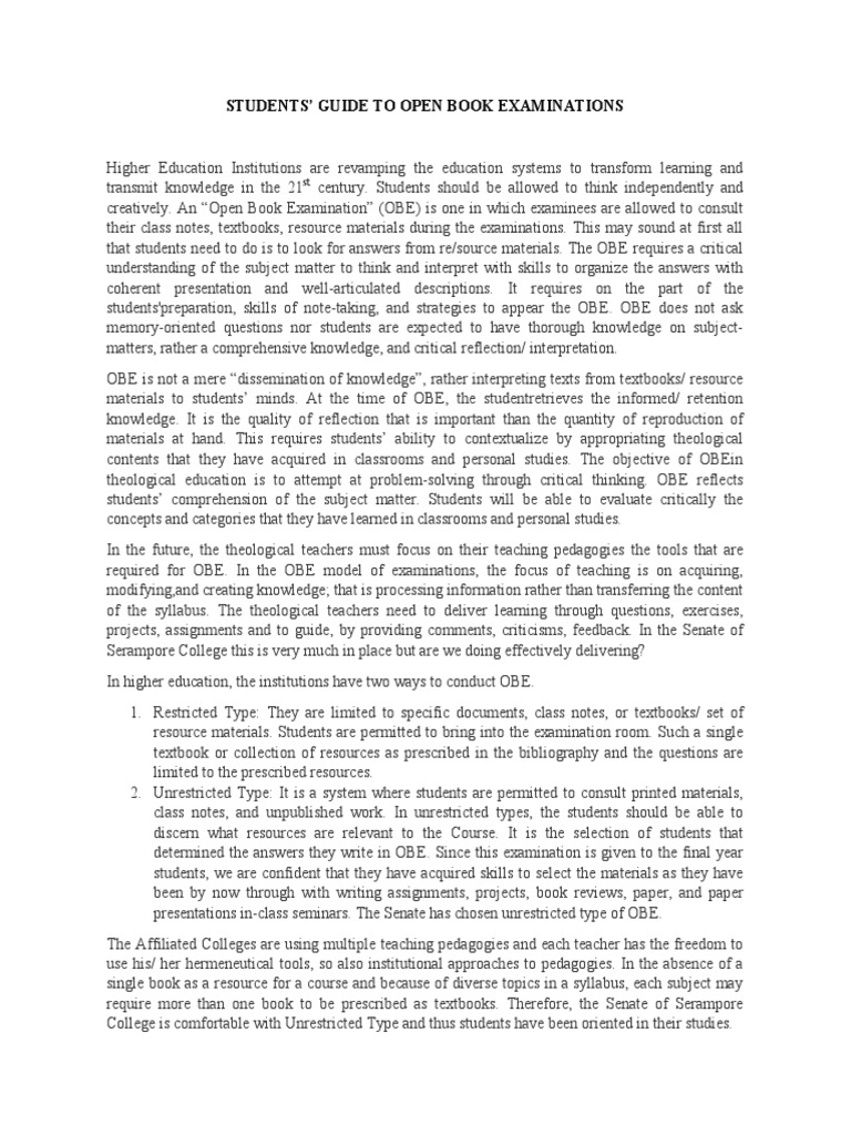 Students' Guide To Open Book Examinations | PDF | Test (Assessment ...