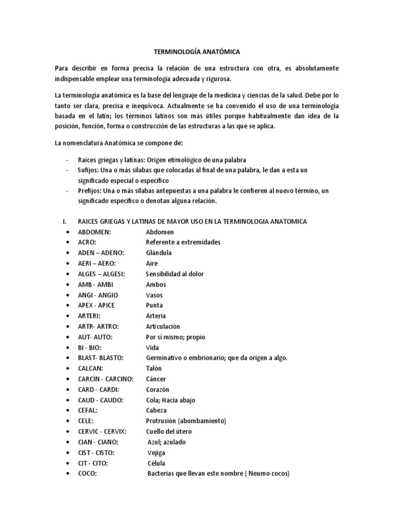 Terminología Anatómica Esencial | PDF | Anatomía | Anatomia animal