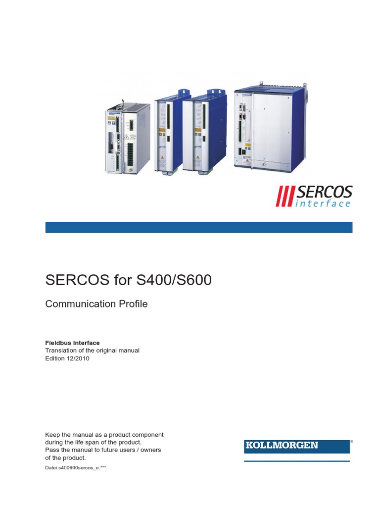 S400-600 Sercos Communication Profile en-US RevA PDF | PDF ...