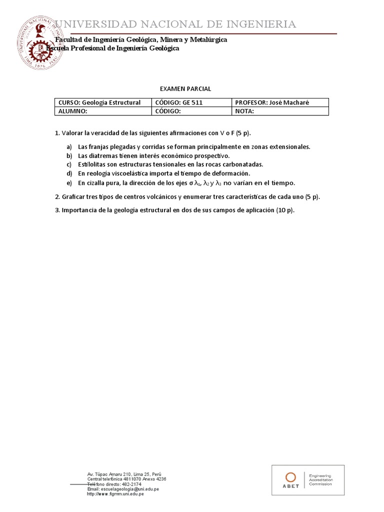 Examen Parcial GE-511 2020-I | PDF Examen Parcial GE-511 2020-I | PDF