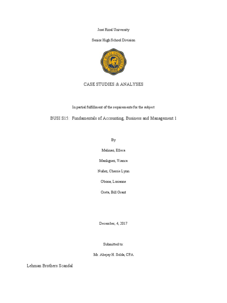 Case Study (ACCOUNTING) | PDF | Enron | Freddie Mac