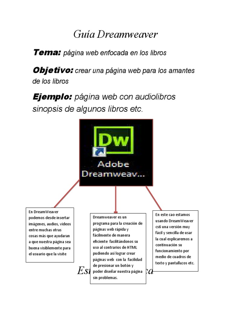Guía para Usar Dreamweaver en Webs de Libros | PDF | Página web | HTML