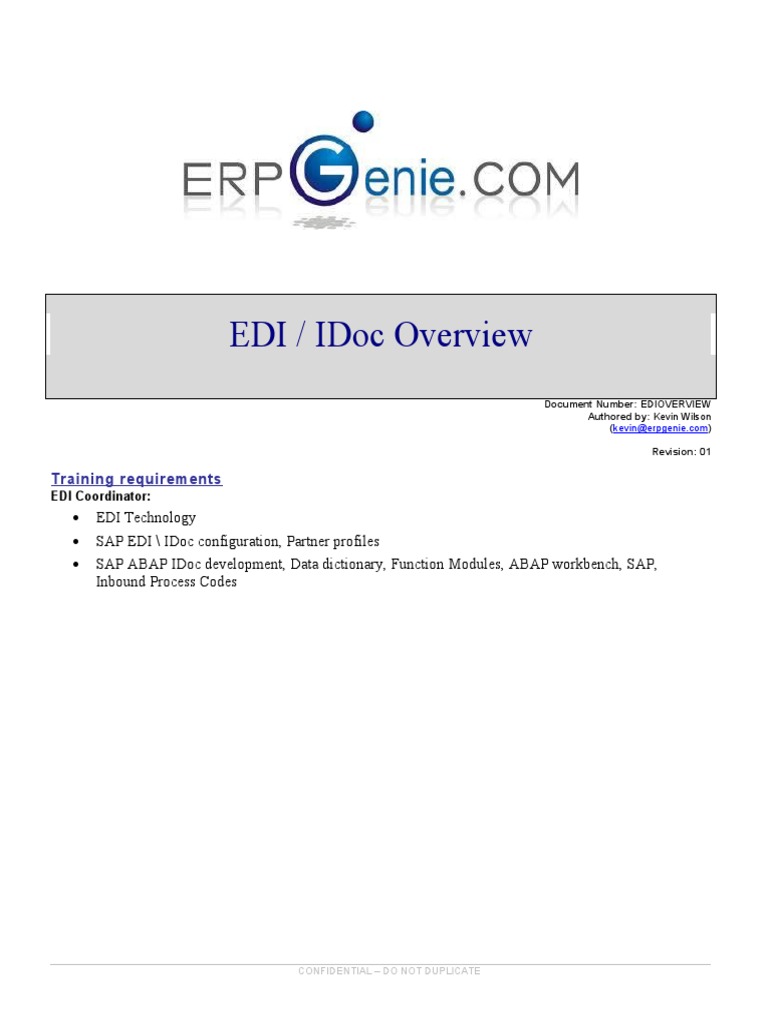 Edi / Idoc Overview: Training Requirements | PDF | Electronic Data ...