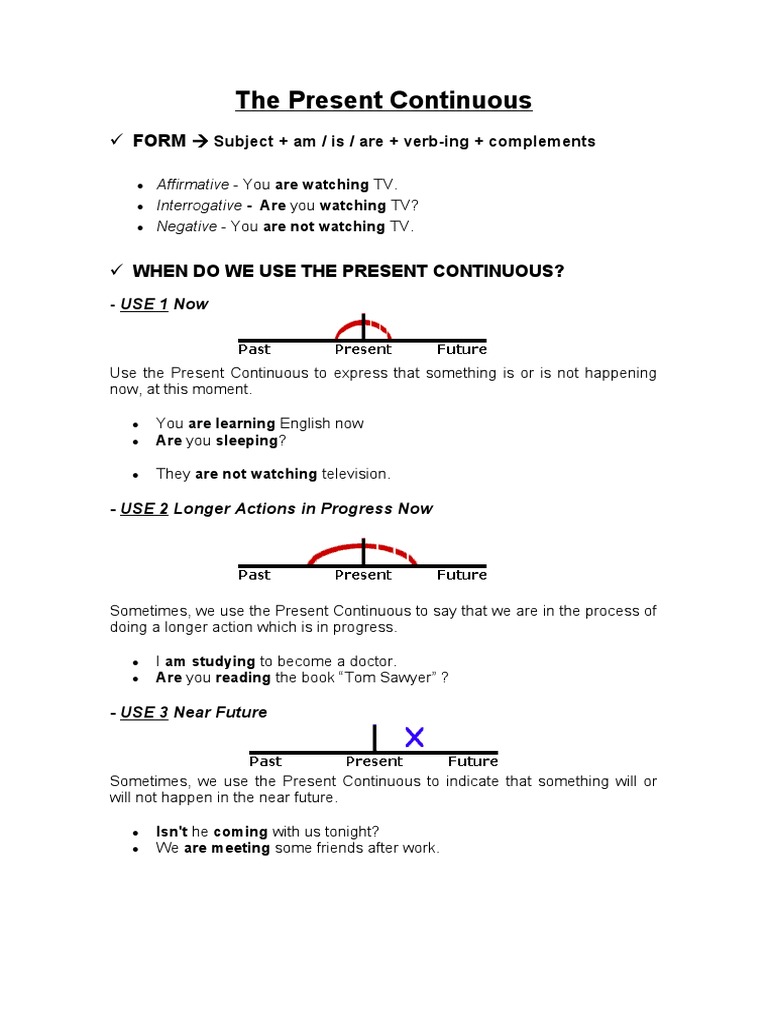 The Present Continuous: Form | PDF | Language Arts & Discipline
