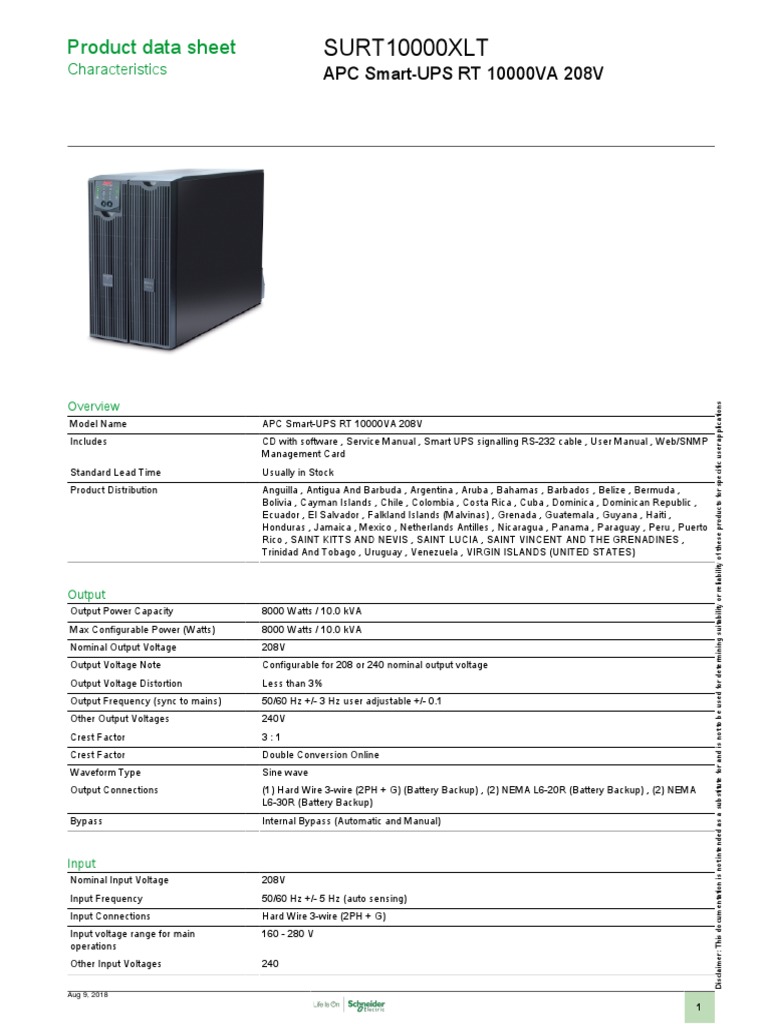 Smart-UPS On-Line - SURT10000XLT - APC | PDF | Mains Electricity ...