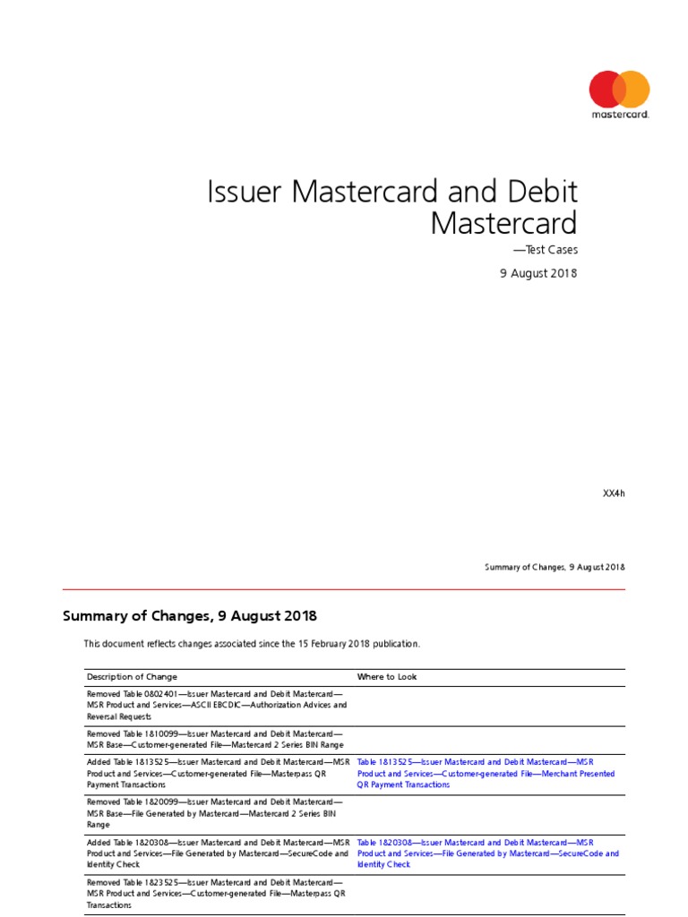 Issuer Mastercard and Debit Mastercard Test Cases | PDF | Master Card ...