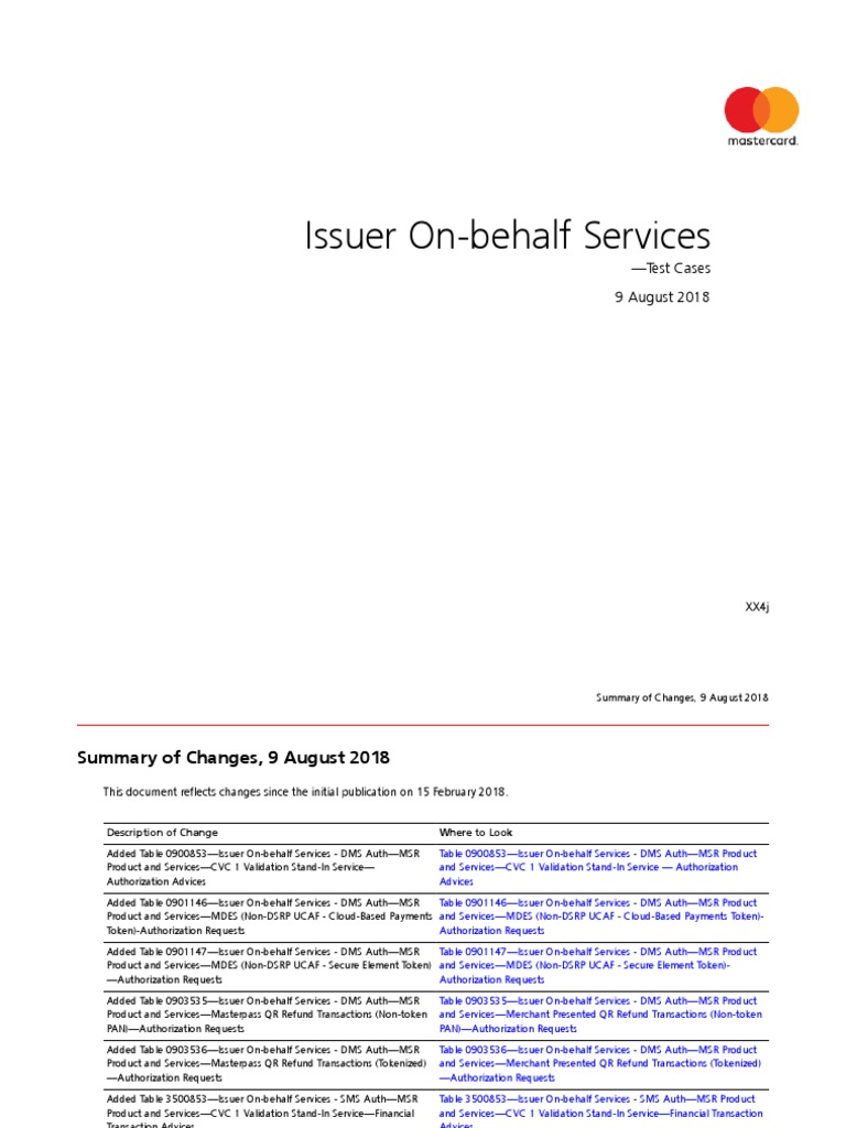 Issuer On-Behalf Services | PDF | Emv | Master Card