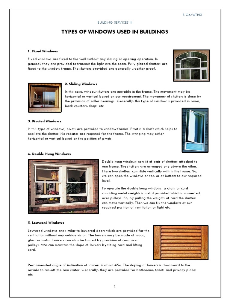 ASSIGNMENT 2 Types of Windows | PDF | Window | Building