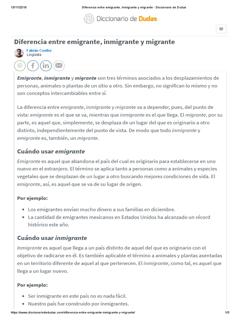 Diferencia Entre Emigrante, Inmigrante y Migrante - Diccionario de ...