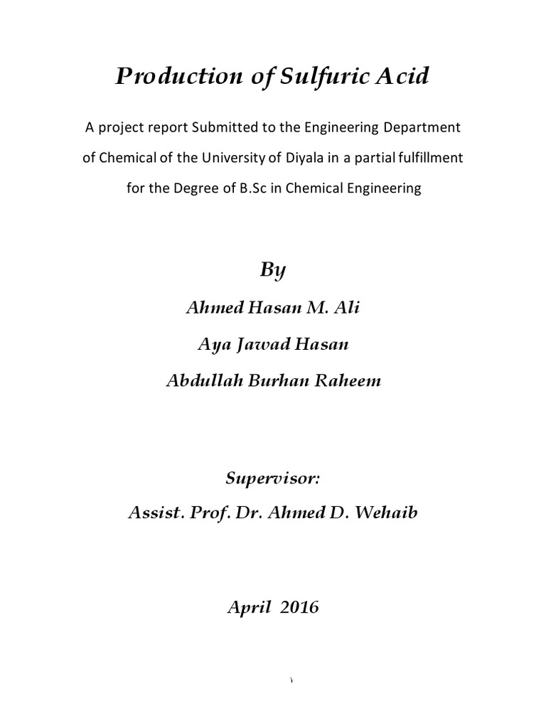 Production Of Sulfuric Acid Pdf Pdf Sulfuric Acid Sulfur Dioxide
