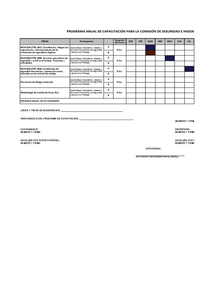 Programa Anual Capacitacion CSH | Descargar gratis PDF | Bienestar ...