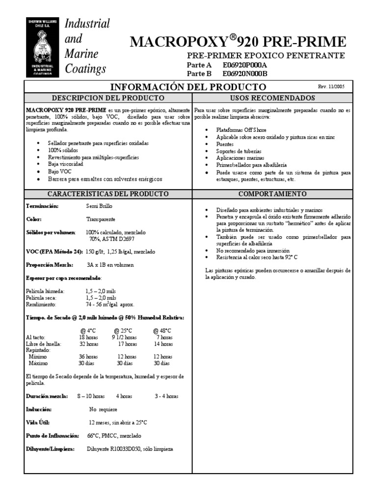 E06920 Macropoxy920 | PDF | Pintar | Humedad relativa