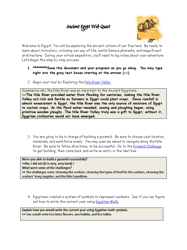 Ancient Egypt Web Quest Overview | PDF | Ancient Egypt | Nile