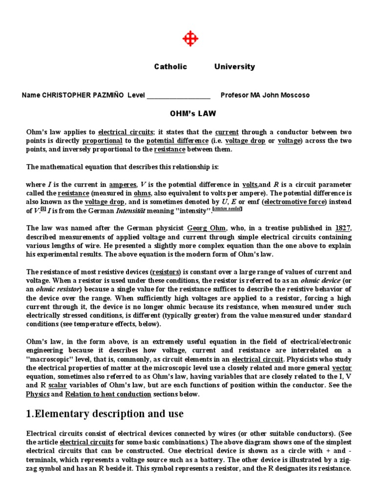 Ohm S Law Tutorial | PDF | Electrical Resistivity And Conductivity ...