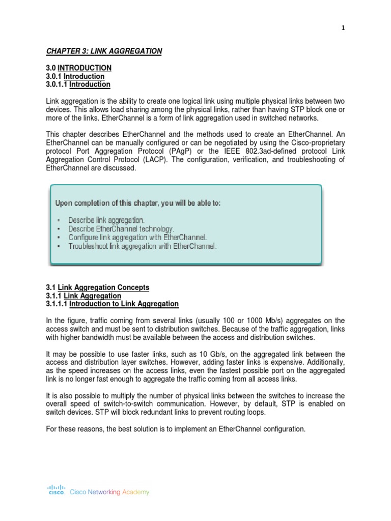 Chapter 3: Link Aggregation | PDF | Network Switch | Load Balancing (Computing)