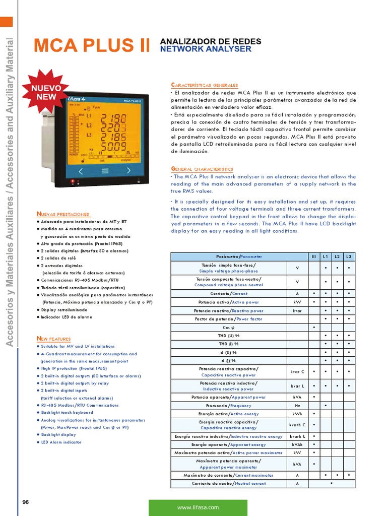 El Analizador de Redes MCA Plus II Es Un Instrumento Electrónico Que | PDF | Energia electrica ...