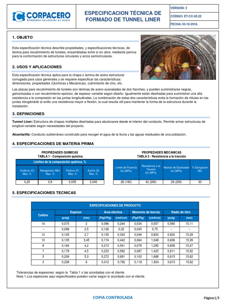 ET CC 02 22 ET Tunnel Linner V2 | PDF | Revestimiento | Acero