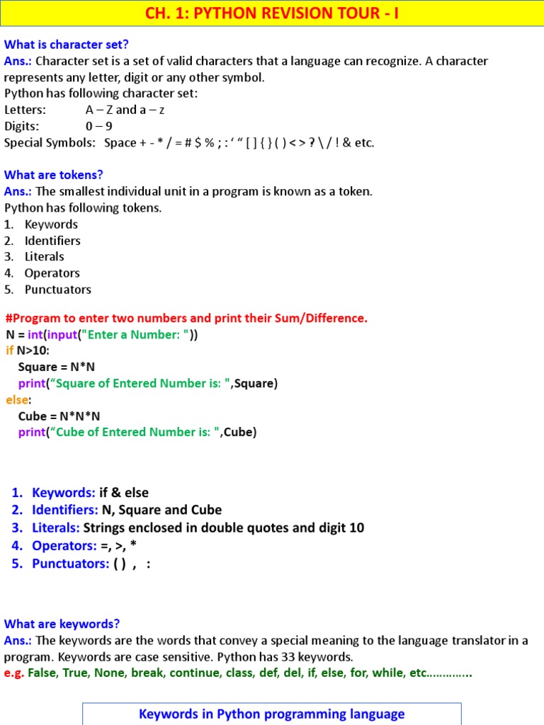 Python Basics: Character Sets, Tokens, and Programs | PDF | Control Flow | Boolean Data Type