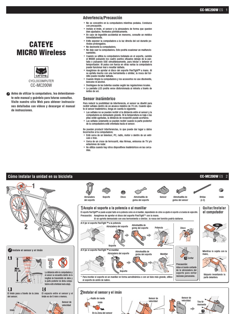 Cateye Micro Wireless | PDF | Neumático | Bienes manufacturados