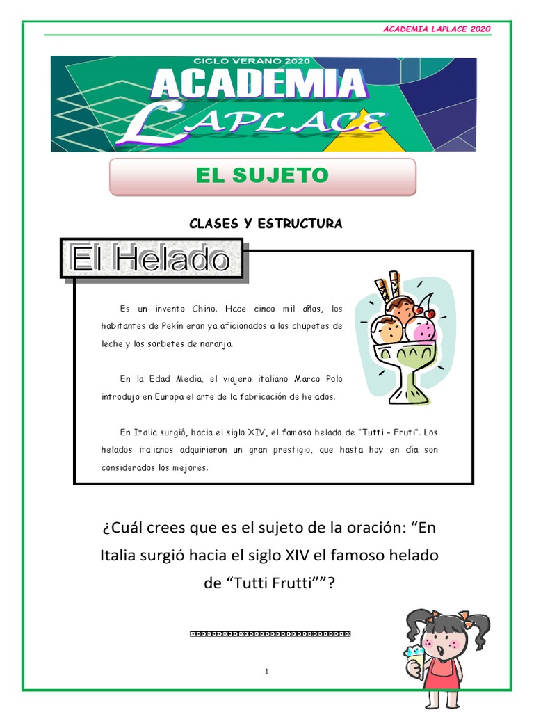 1°SEC - El Sujeto | PDF | Asunto (gramática) | Oración (Lingüística)