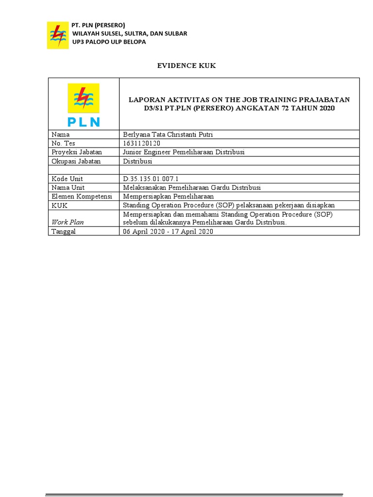 2.1 Menyiapkan Sop Pemeliharaan Gardu Distribusi | PDF