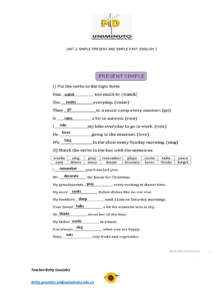 Simple Present and Past Tenses Guide | PDF